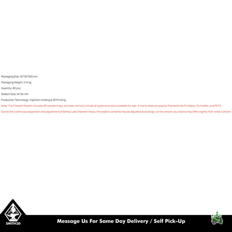 Bambu Lab Filament Swatches | Smith3D Malaysia